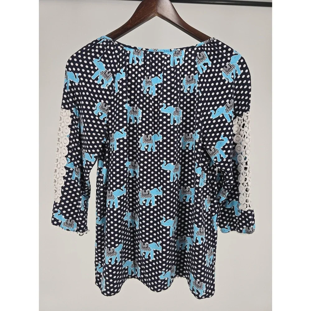 Source Unknown | Tops | Boho Elephant Tunic Top Womens Medium Polka Dot ...